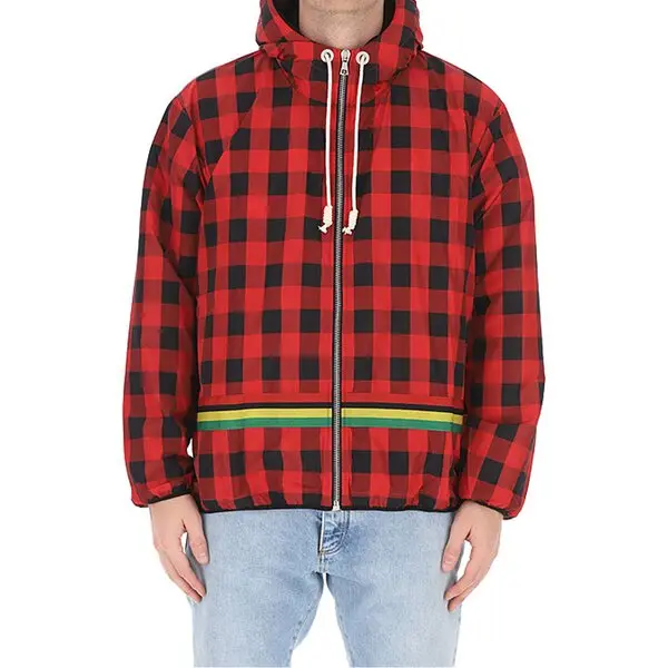 Palm Angels Checked Windbreaker Jacket - Red