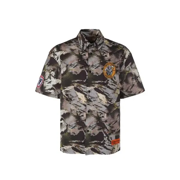 Heron Preston Camouflage Popline Shirt - Green
