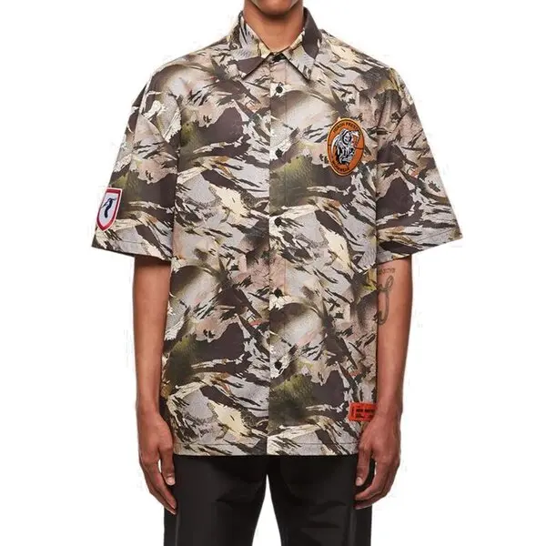 Heron Preston Camouflage Popline Shirt - Green