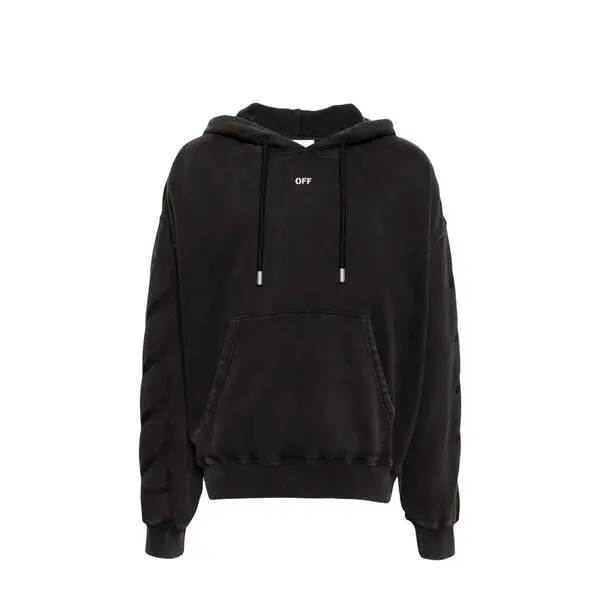 Off-White St. Matthew Over Cotton Hoodie Sweatshirt - Black