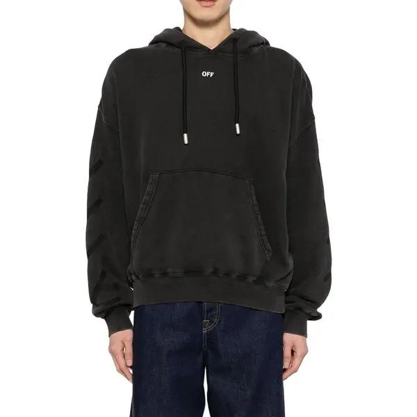 Off-White St. Matthew Over Cotton Hoodie Sweatshirt - Black