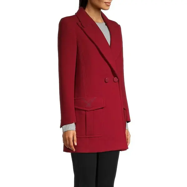 Fendi Fur Collar Wool Coat - Red
