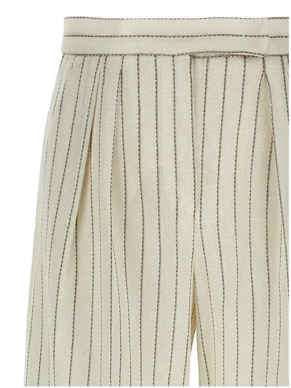 Max Mara Pinstriped Trousers - White