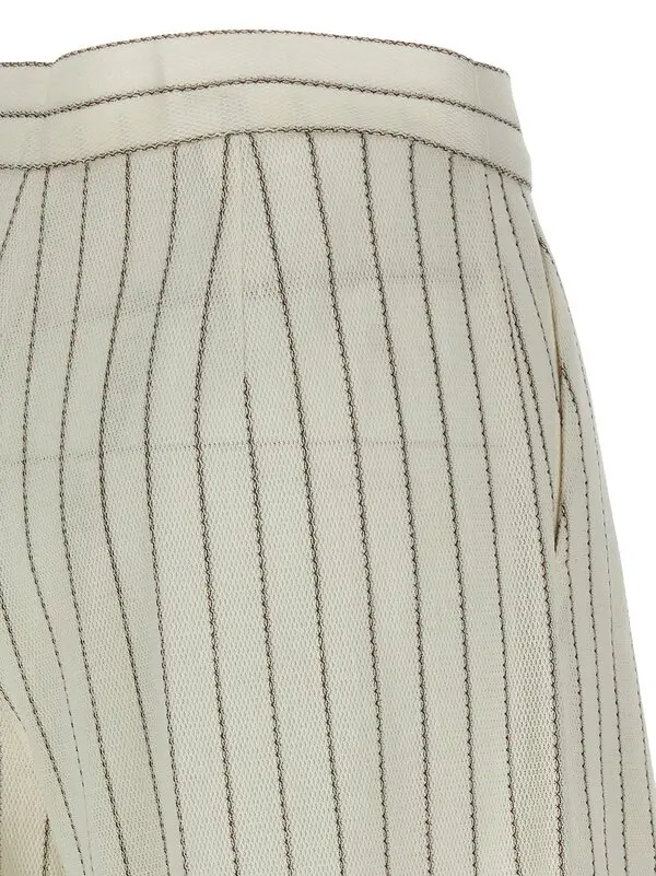 Max Mara Pinstriped Trousers - White