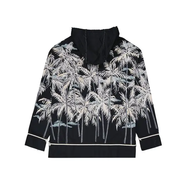 Palm Angels Hooded Printed Cotton Shirt