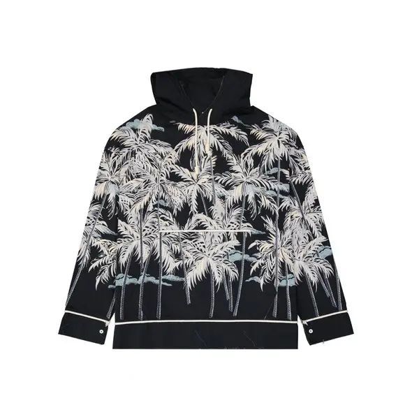 Palm Angels Hooded Printed Cotton Shirt