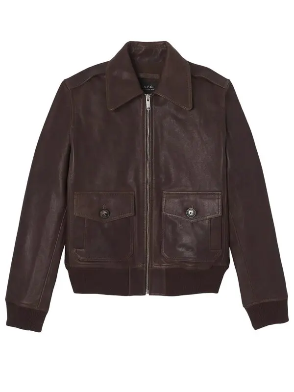 A.p.c. Leather Blouson Gaelle - Brown