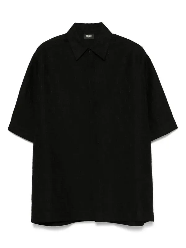 Fendi Linen Ff Jacquard Oversize Shirt - Black