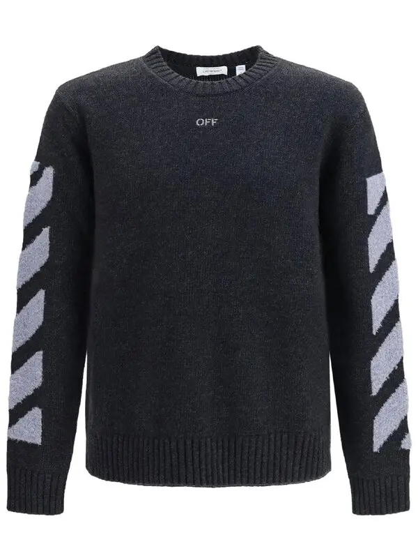 Off-White Diag Fuzzy Knit Crewneck - Gray