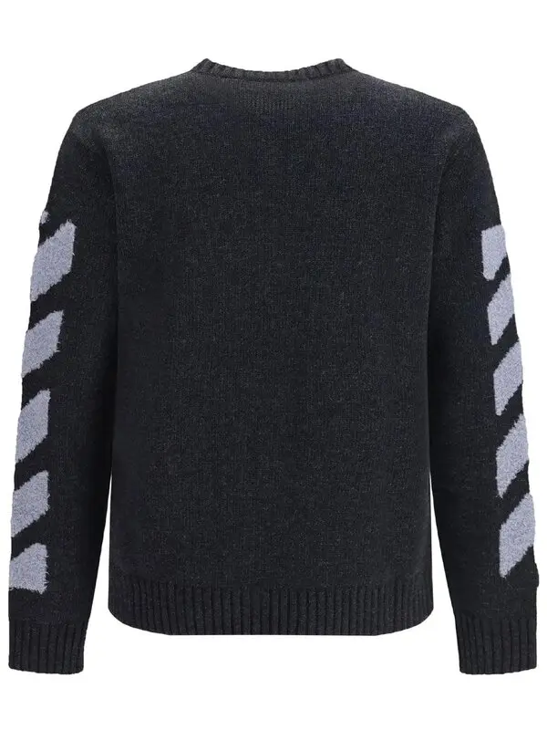 Off-White Diag Fuzzy Knit Crewneck - Gray