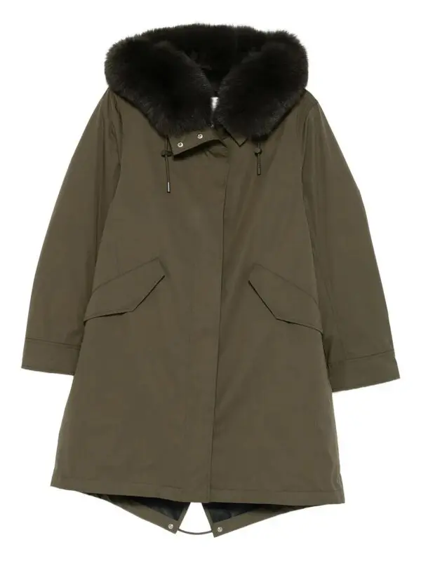YVES SALOMON Fur Hood Long Parka - Green