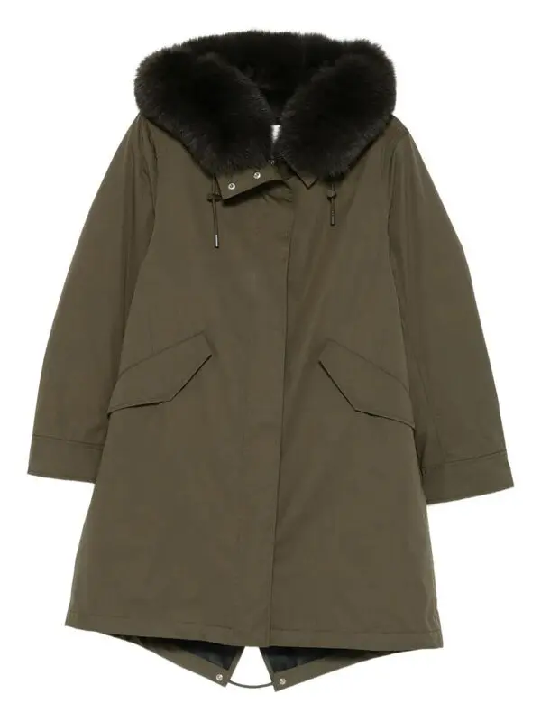 YVES SALOMON Fur Hood Long Parka - Green