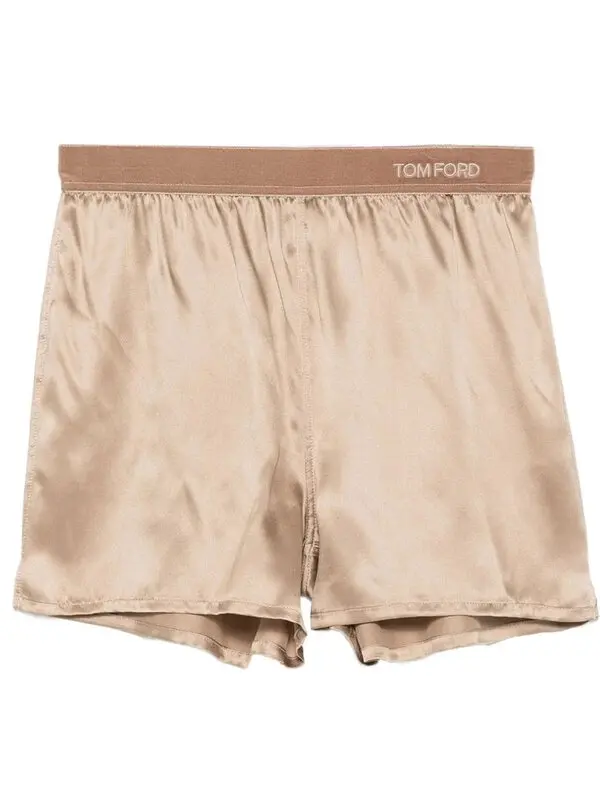 TOM FORD Logo-waistband Silk Shorts - Multicolor
