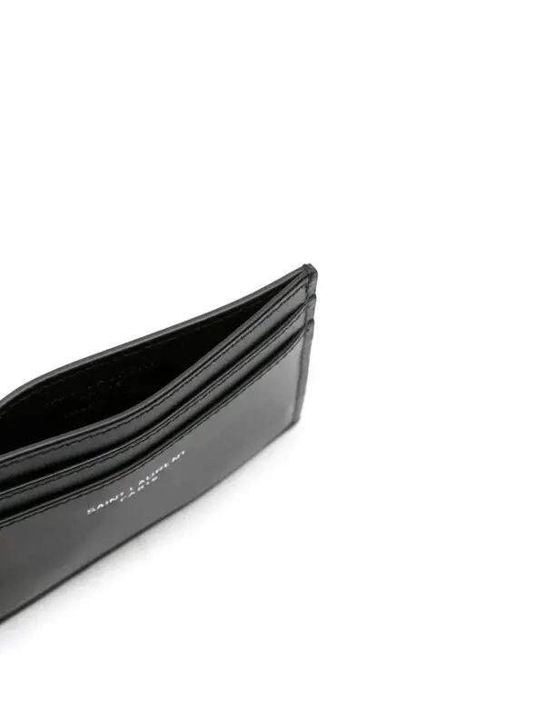 Saint Laurent Porta Carte Di Credito In Pelle Gramma De Poudre - Black