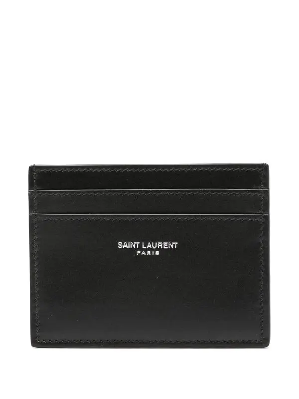 Saint Laurent Porta Carte Di Credito In Pelle Gramma De Poudre - Black