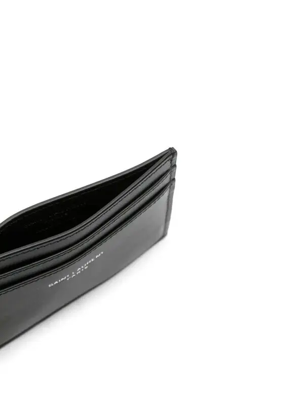 Saint Laurent Porta Carte Di Credito In Pelle Gramma De Poudre - Black