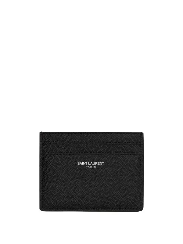 Saint Laurent Card Case In Grain De Poudre Leather - Black