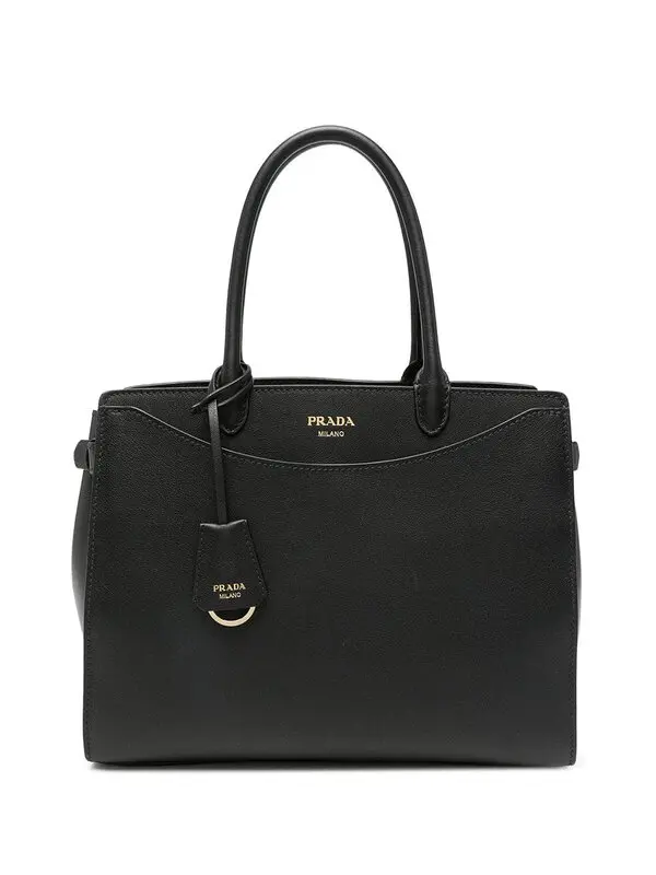 Prada Prelude Large Leather Tote Bag - Black