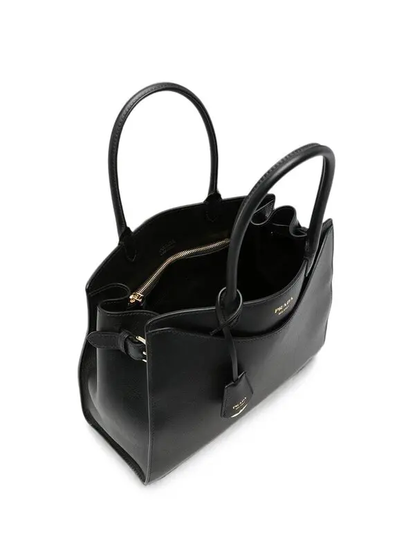 Prada Prelude Large Leather Tote Bag - Black