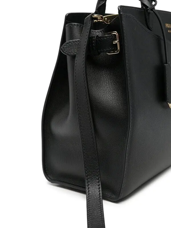 Prada Prelude Large Leather Tote Bag - Black