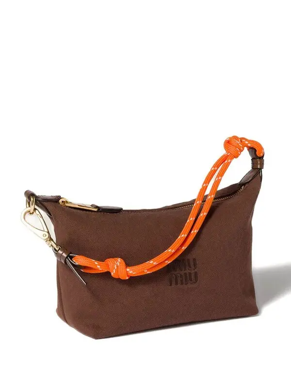 Miu Miu Gabardine Pouch With Woven Tape Wristlet - Brown