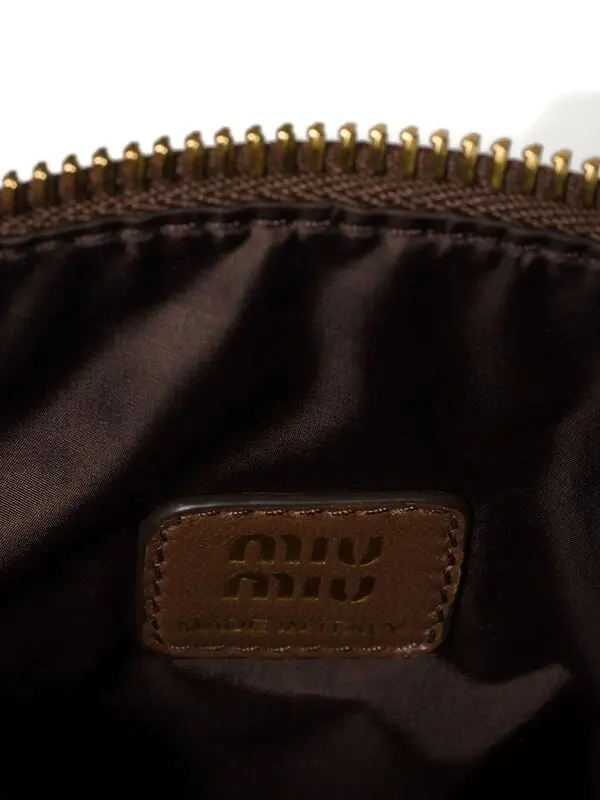 Miu Miu Gabardine Pouch With Woven Tape Wristlet - Brown
