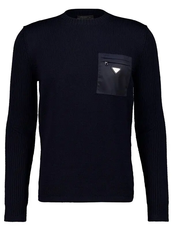 Prada Wool Sweater With Nylon Patch Pocket