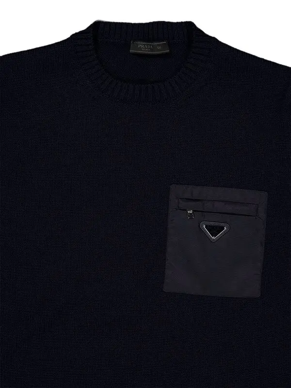 Prada Wool Sweater With Nylon Patch Pocket