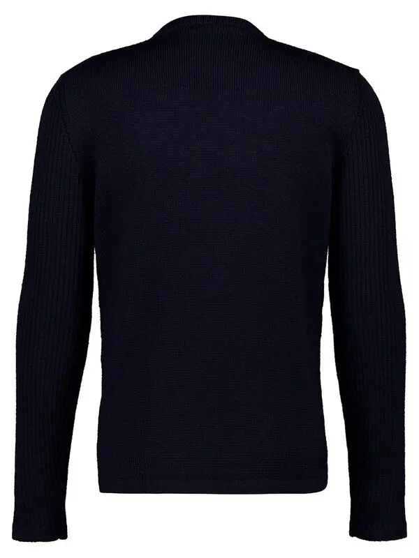 Prada Wool Sweater With Nylon Patch Pocket - Blue