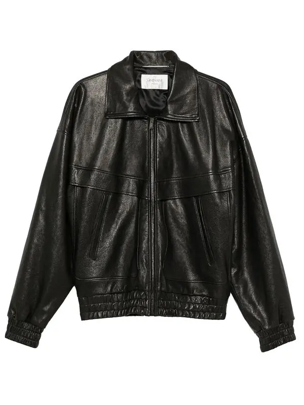 Saint Laurent Bubbled Lambskin Bomber Jacket - Black