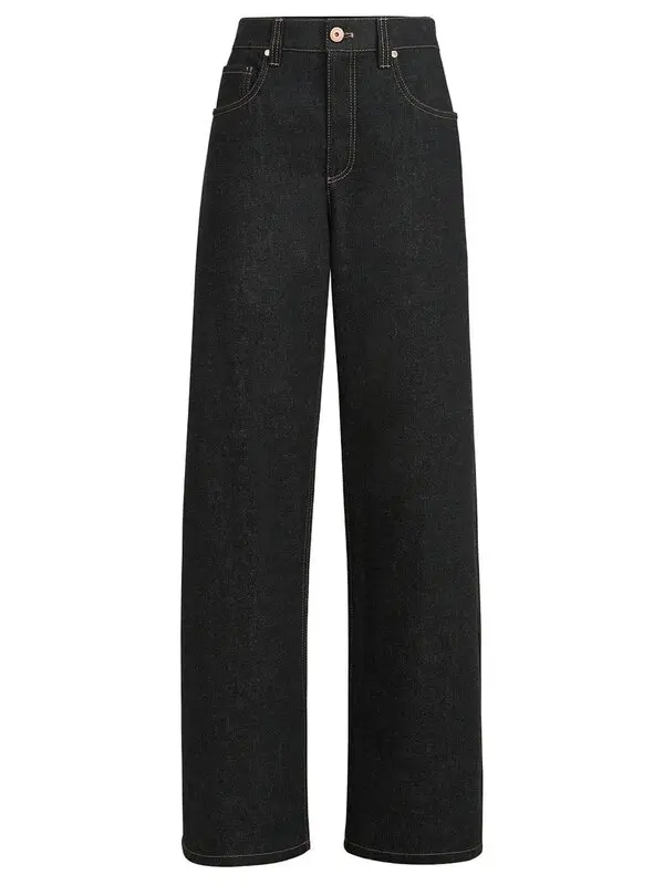 Brunello Cucinelli Pantalone Loose Barrel In Denim No Fade - Black