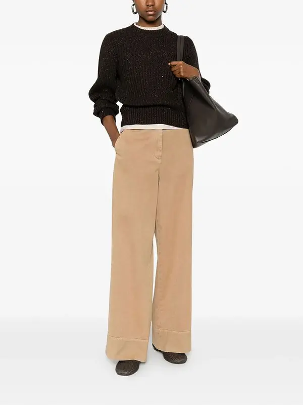 Brunello Cucinelli Cashmere And Wool Ribbed Sweater - Brown