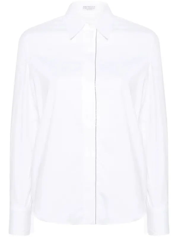 Brunello Cucinelli Stretch Cotton Poplin Shirt - White