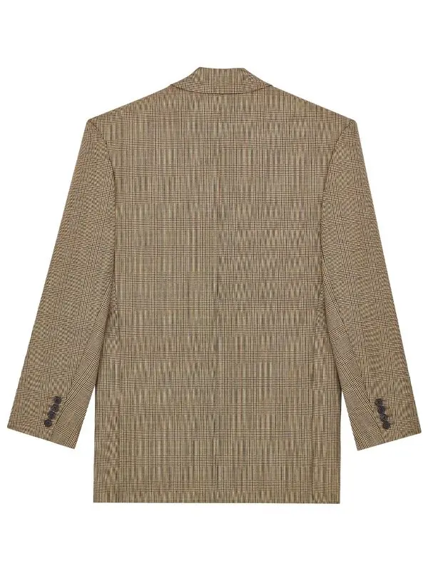 Saint Laurent Double-breasted Puppytooth Wool Jacket - Brown