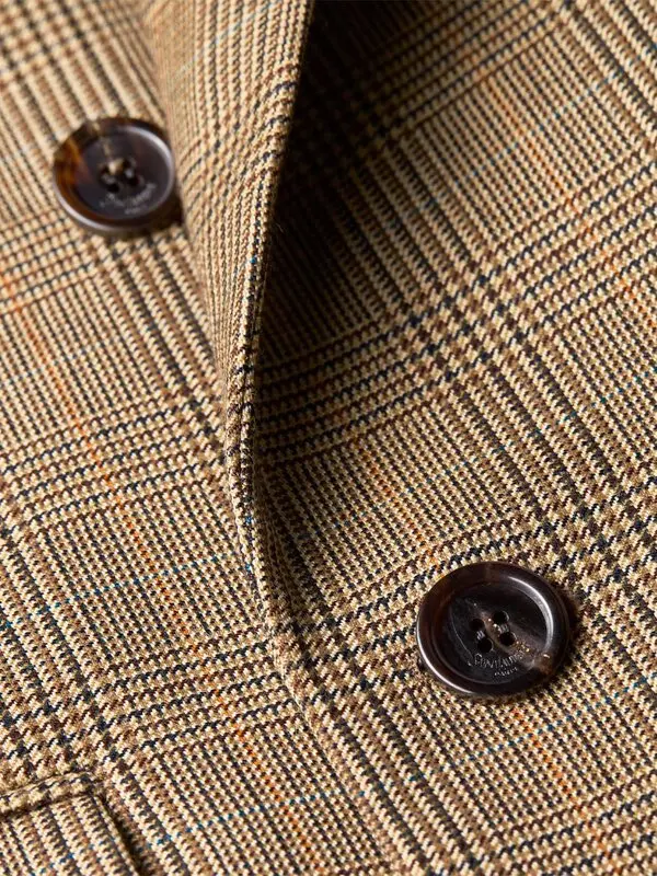 Saint Laurent Double-breasted Puppytooth Wool Jacket - Brown