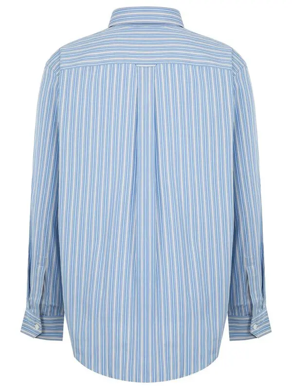 Saint Laurent Cassandre Shirt In Striped Cotton Poplin