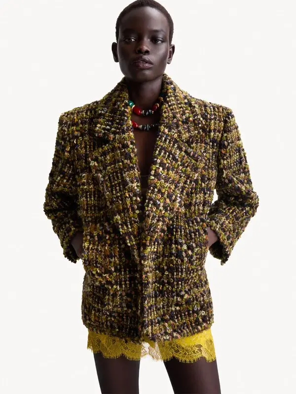 Saint Laurent Single-breasted Jacket In Tweed