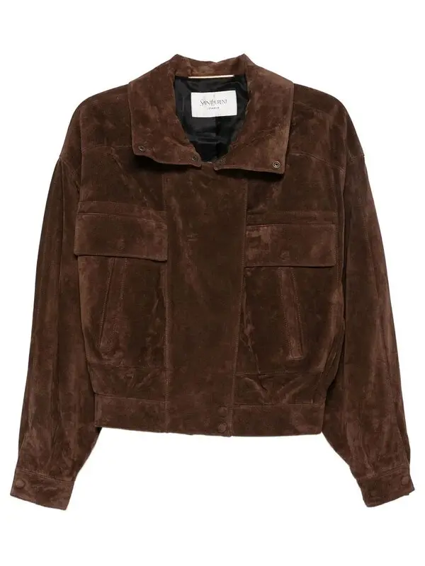 Saint Laurent Jacket In Vintage Split Leather - Brown