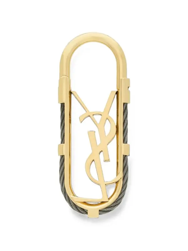 Saint Laurent Cassandre Cable Key Ring In Metal
