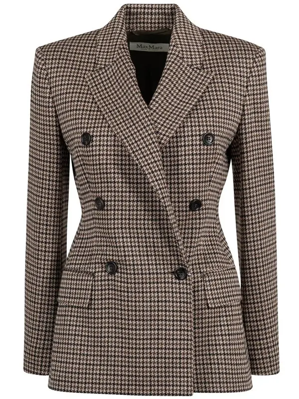 Max Mara Eccelso Wool Blend Double Breasted Blazer - Brown