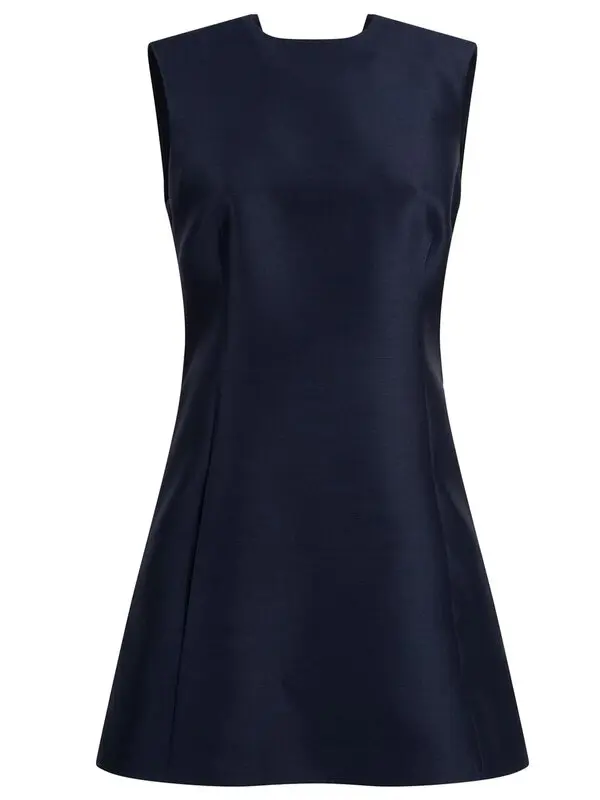 Balenciaga Wool Mini Dress With Button - Blue