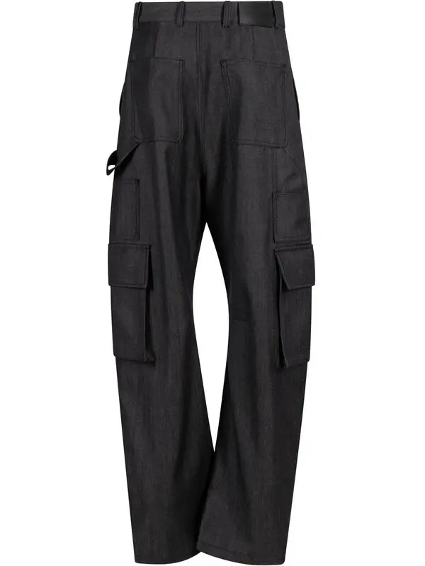 Balenciaga Barrel Leg Wool Cargo Pants