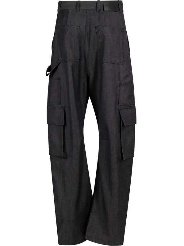 Balenciaga Barrel Leg Wool Cargo Pants