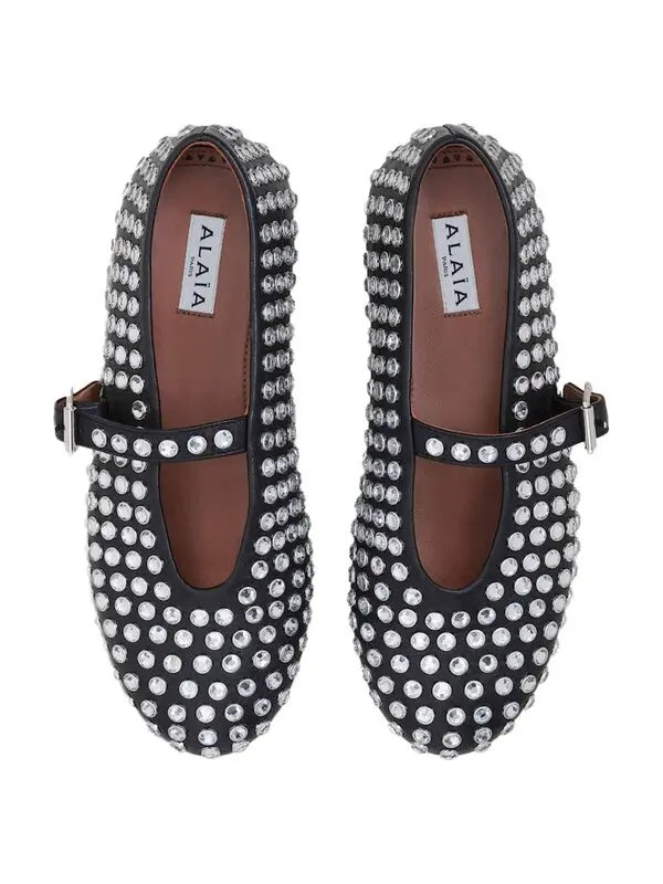Alaïa Leather Ballet Flats With Strass
