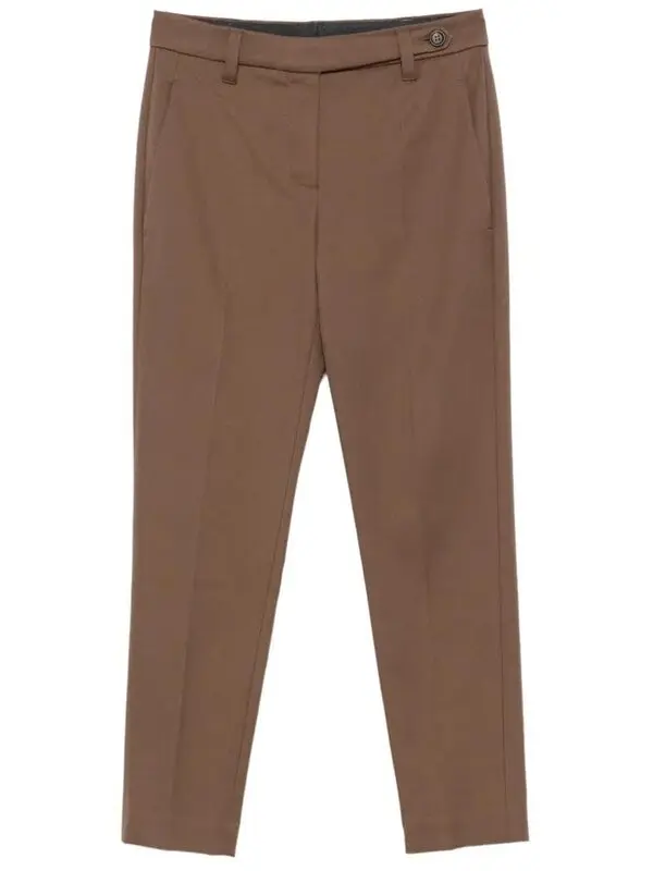 Brunello Cucinelli Tapered Leg Cotton Trousers - Brown