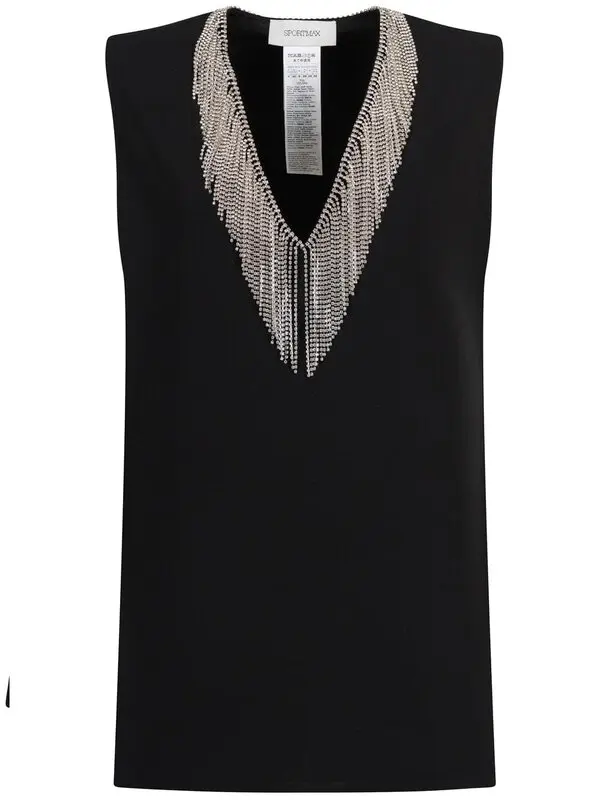 Sportmax Sleeveless Top With Rhinestone - Black