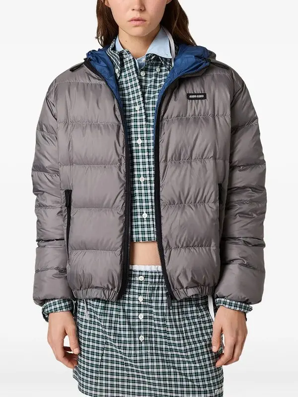 Miu Miu Light Pongé Down Hoodie Jacket