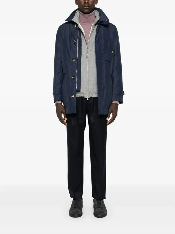 Brunello Cucinelli Wool Flannel Leisure Fit Trousers With Drawstring And Double Pleats - Blue