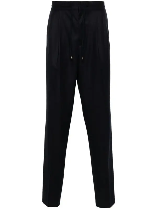 Brunello Cucinelli Wool Flannel Leisure Fit Trousers - Blue
