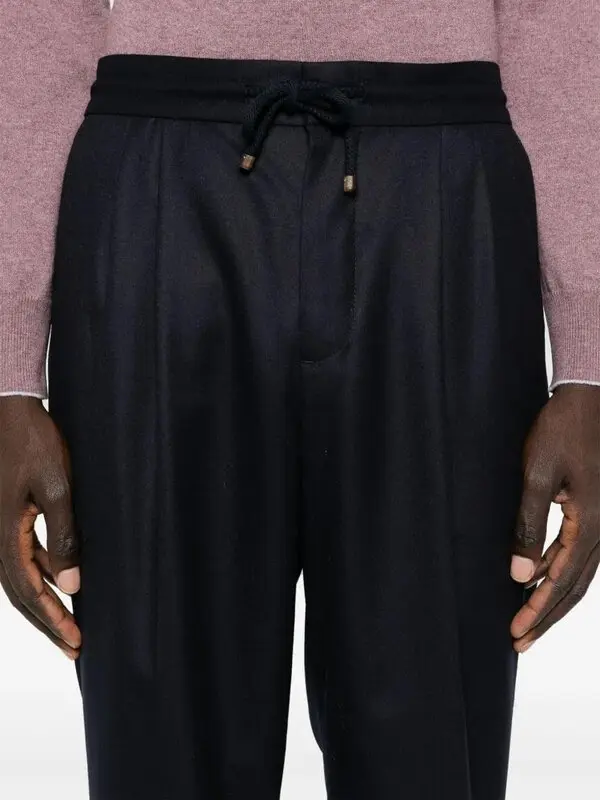 Brunello Cucinelli Wool Flannel Trousers - Blue